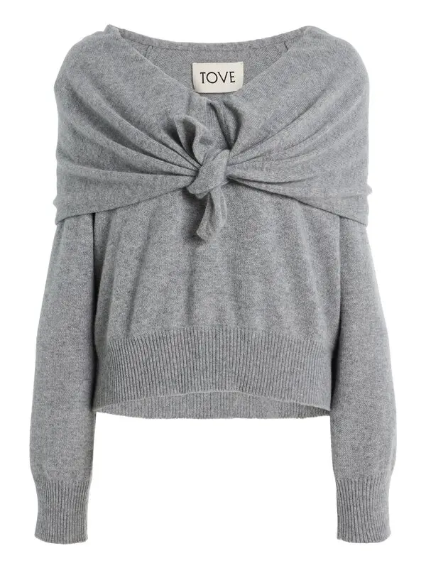 Tove Malia Cashmere Tie-neck Sweater - Grey