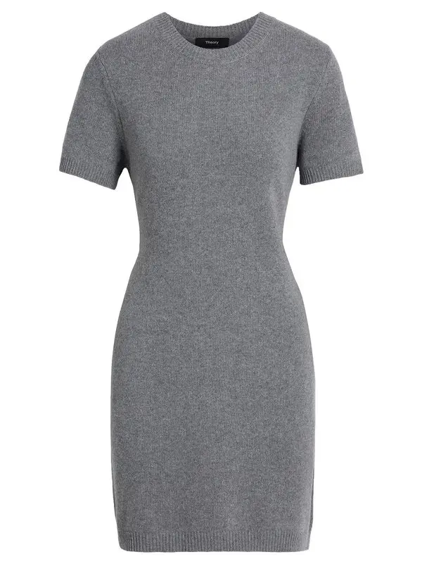 Theory Wool And Cashmere-blend Mini Dress - Gray