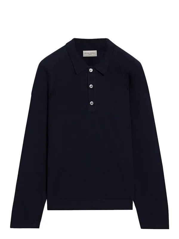 Officine Générale Kass Wool Polo Sweater - Midnight Blue