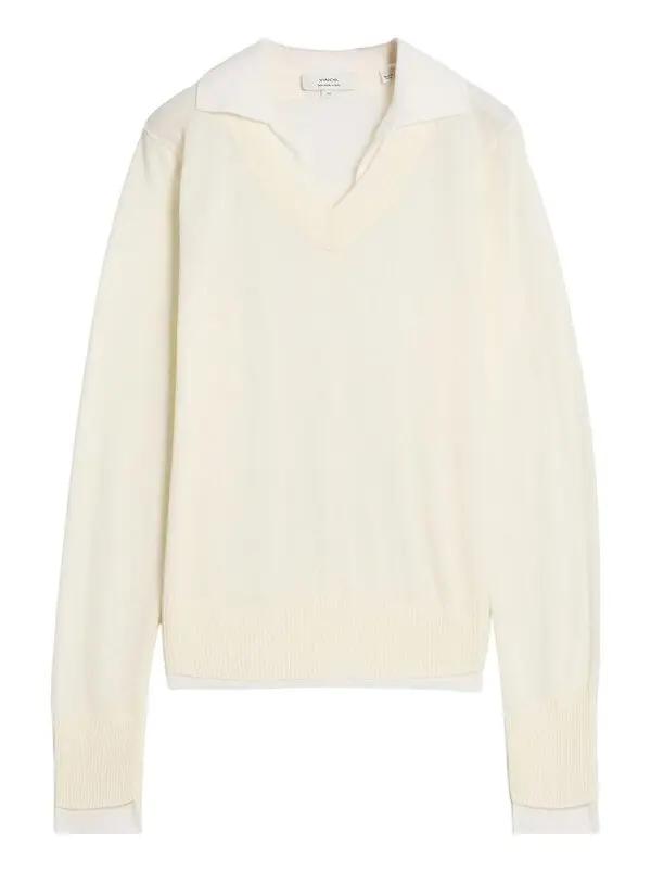 Vince Layered Cotton-blend Polo Sweater - Ivory
