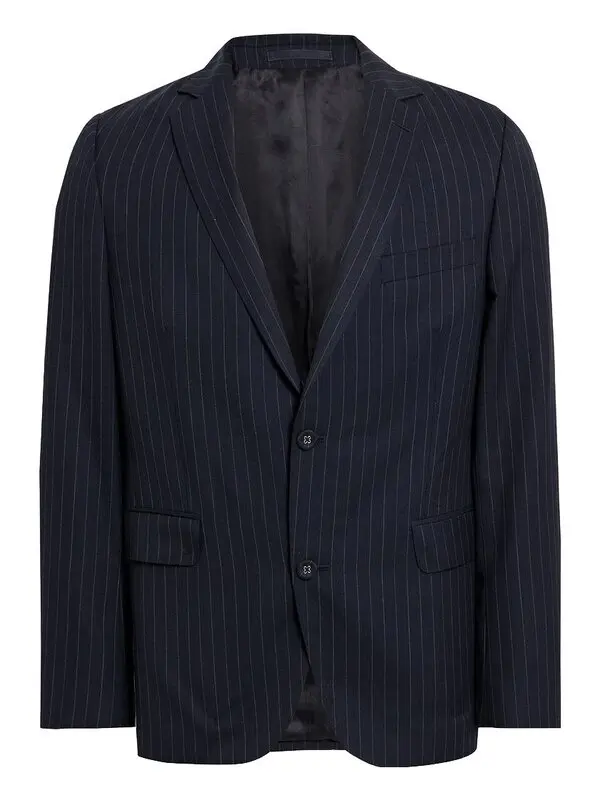 Officine Générale 375 Pinstriped Wooltwill Blazer - Midnight Blue