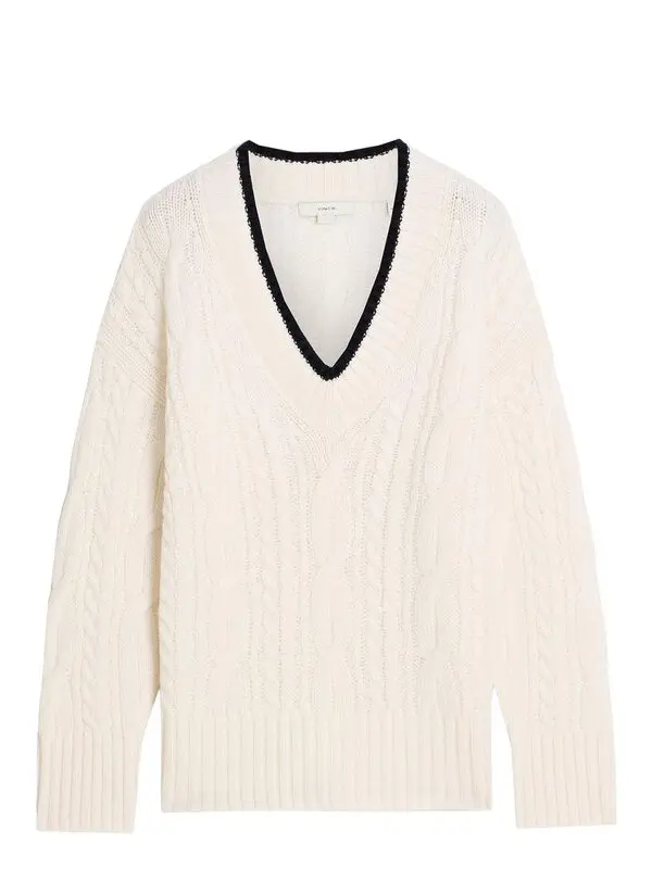 Vince Cable-knit Wool And Cashmere-blend Sweater - Off-white