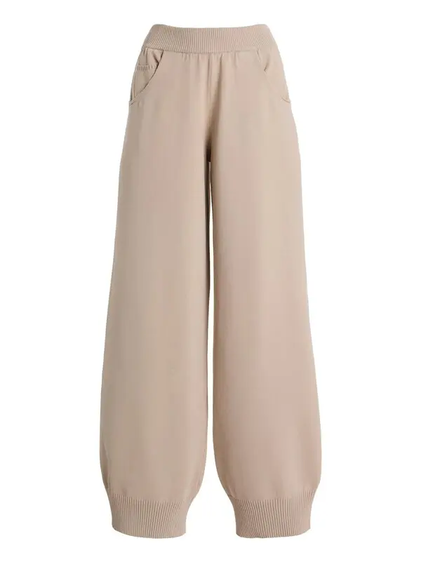 AMIYA Knit Wide-leg Trousers - Ivory