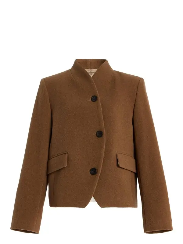 HOUSE OF DAGMAR Short Curved Wool-blend Jacket - Brown