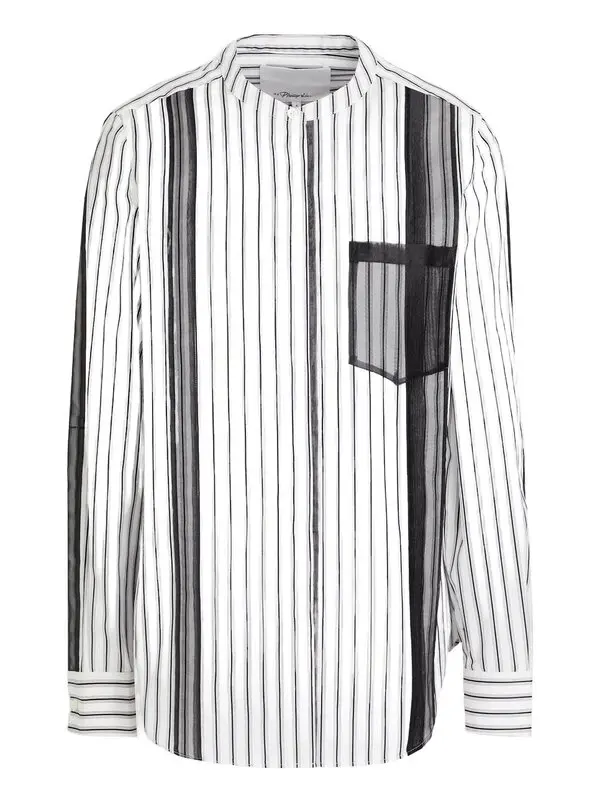 3.1 Phillip Lim Organza-trimmed Striped Cotton-poplin Shirt - Black