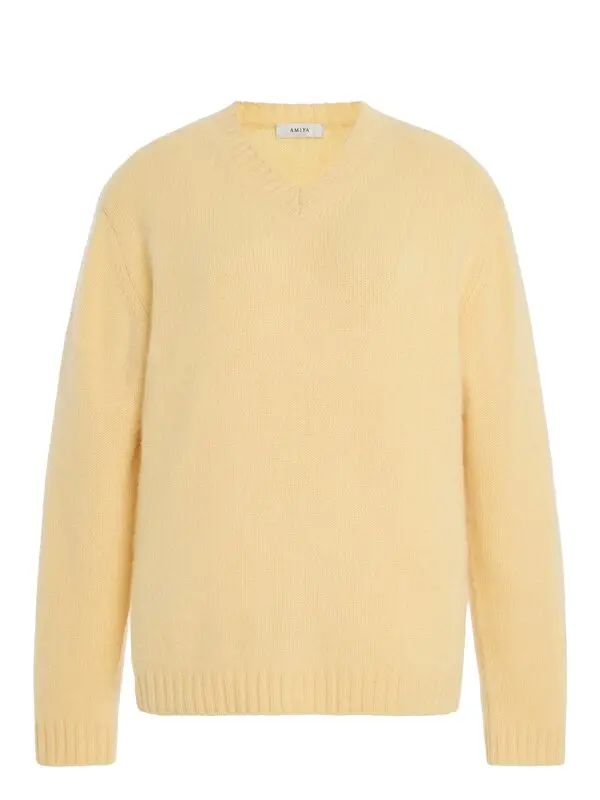 AMIYA Nevia Cashmere V-neck Sweater - Yellow