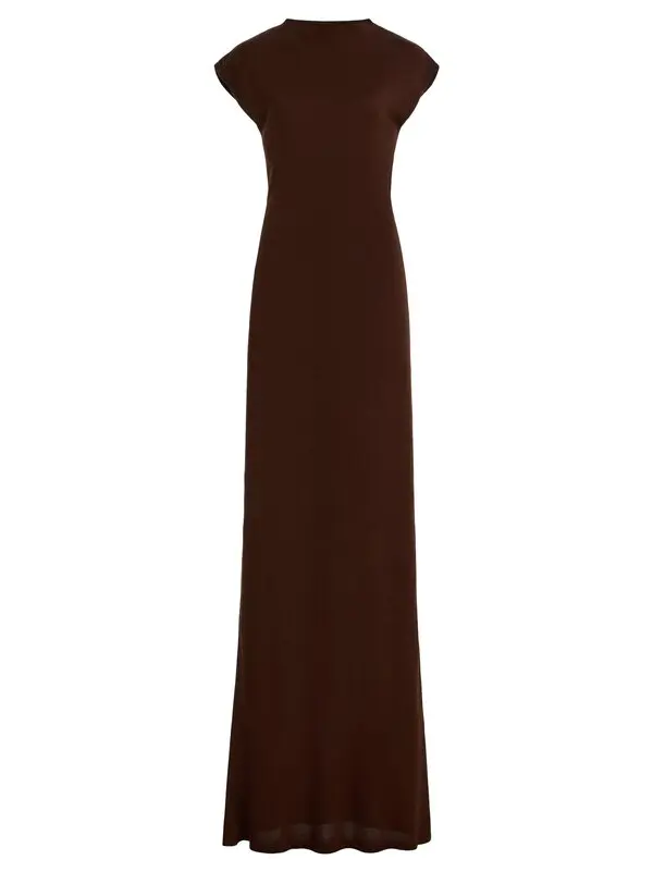 AMIYA Ala Cap Sleeve Maxi Dress - Brown