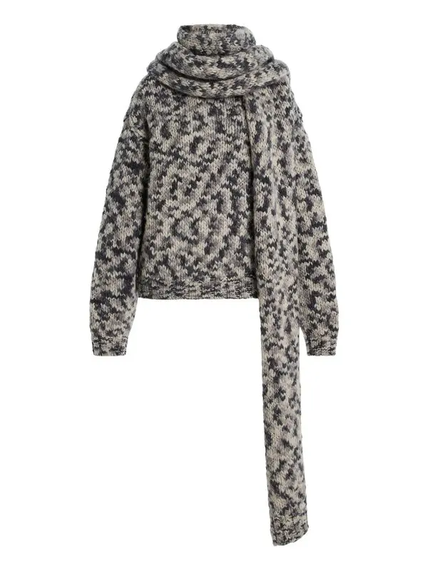 AMIYA Nuvola Scarf-detailed Wool Sweater - Grey