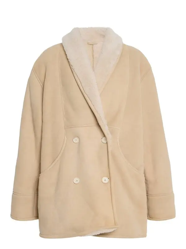 HOUSE OF DAGMAR Double-breasted Shearling Jacket - Neutral