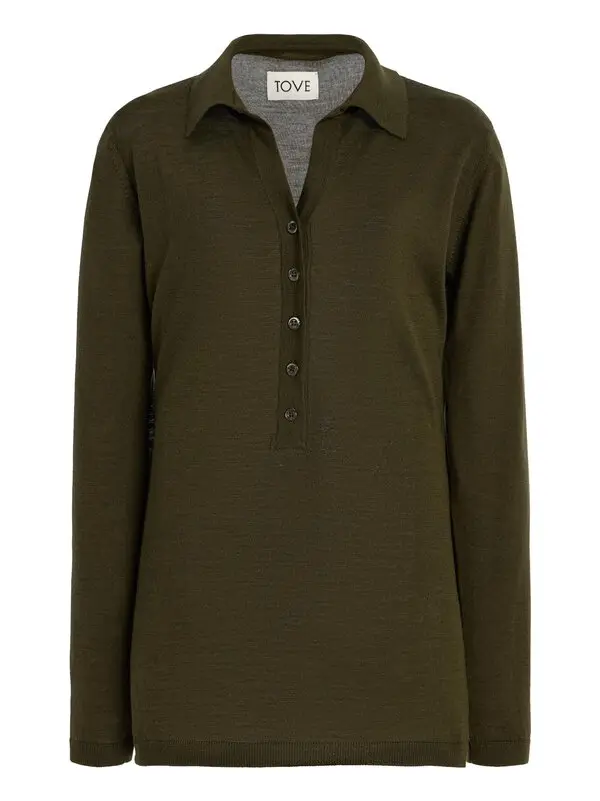 Tove Austine Wool-silk Polo Sweater - Green