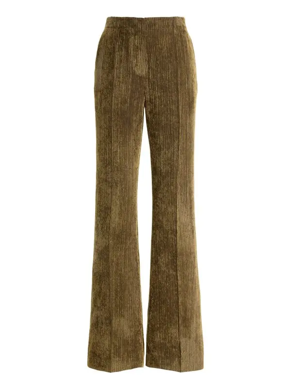 Tove Lora Corduroy Flared Trousers - Khaki