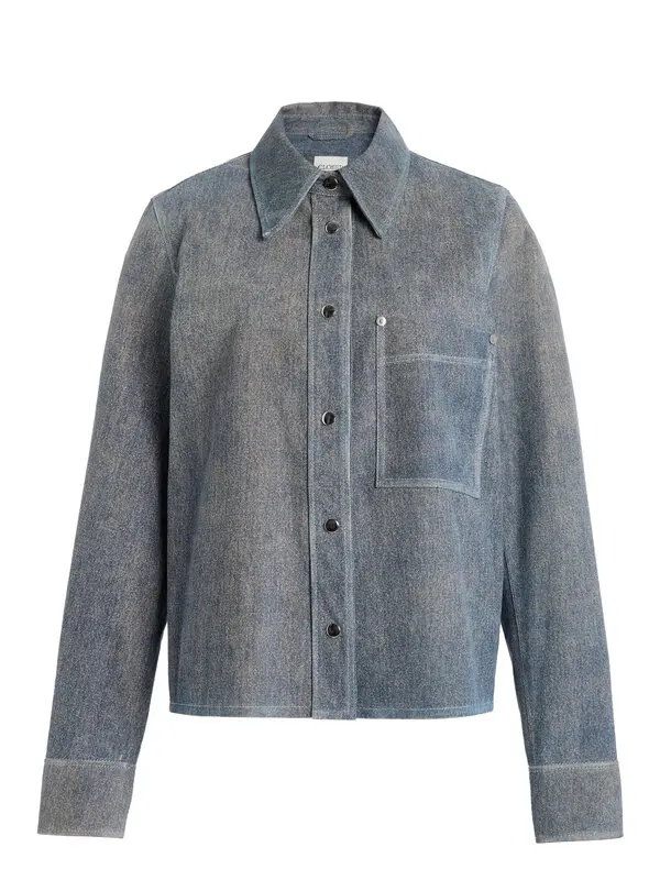 Closed Denim-printed Suede Shirt Jacket - Blue