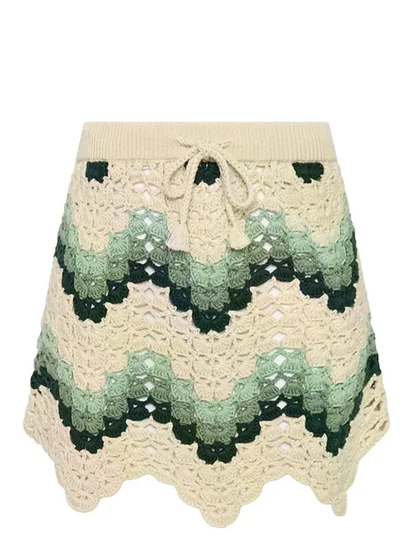 The Upside Tidal Hali Crochet Mini Skirt - Neutrals