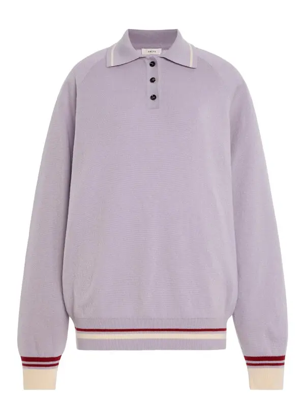 AMIYA Yale Relaxed Wool Polo Top - Purple
