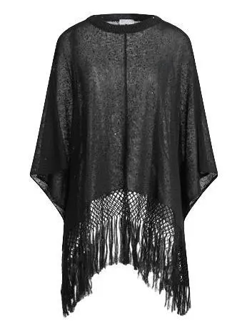 Brunello Cucinelli Knitted Cape With Fringes - Grey