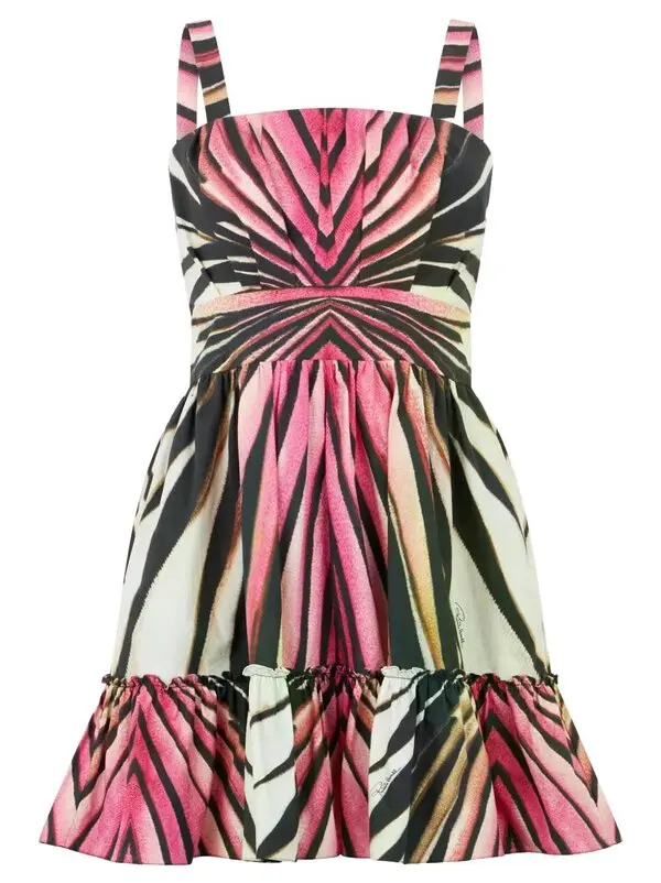 Roberto Cavalli Ray Of Print Tiered Dress - Pink
