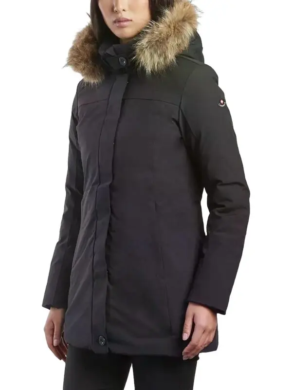 CANADIENS Fur-trimmed Hooded Coat - Black