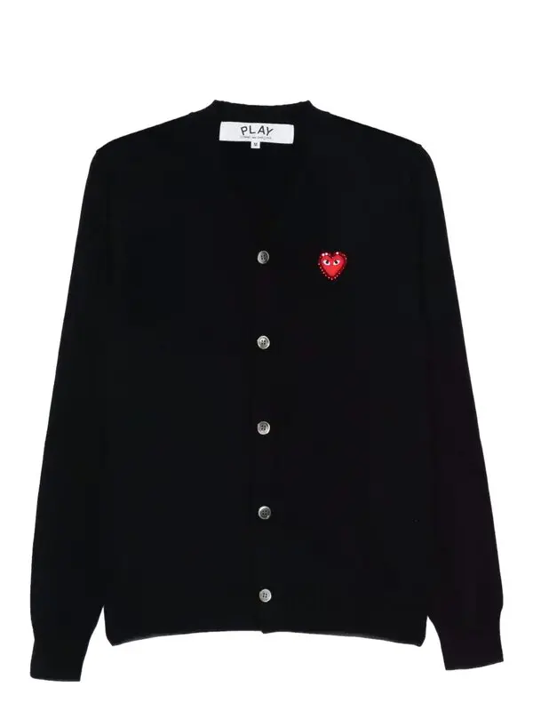 Play Comme Des Garcon Logo Patch Cardigan - Blue