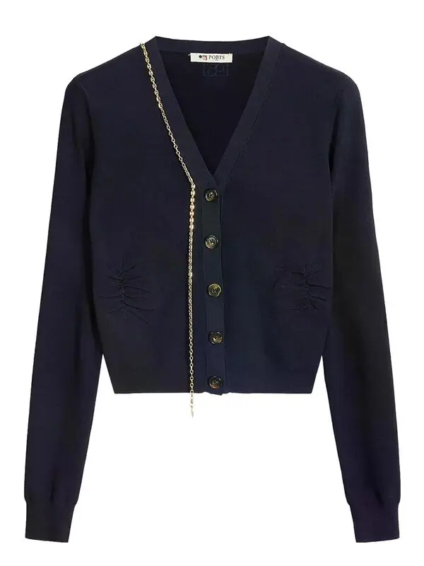 Ports 1961 Chain-detail Buttoned Cardigan - Blue