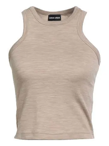 Giorgio Armani Tank Top In Virgin Wool Blend - Beige