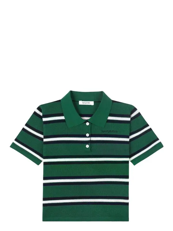 SPORTY & RICH Striped Polo Top - Green