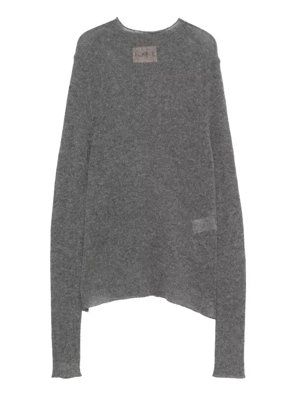 Plan C Crew-neck Raw-edge Knit - Grey