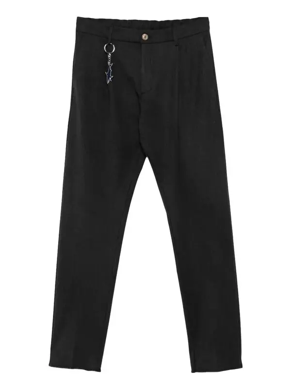 Paul & Shark Pinstripe Pleated Trousers With Keychain - Black