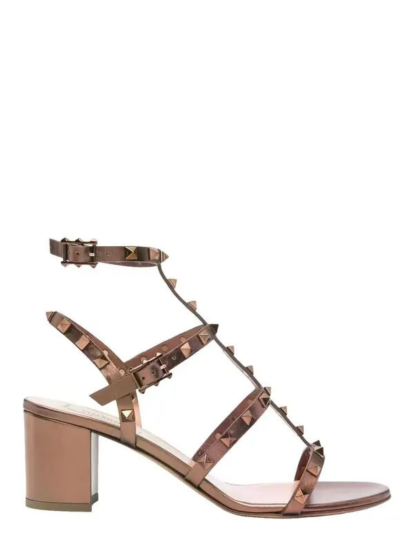 Valentino Garavani 60mm Rockstud Leather Sandals - Brown