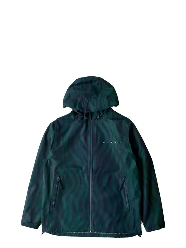 PARRA Wave-print Hooded Rain Jacket - Green
