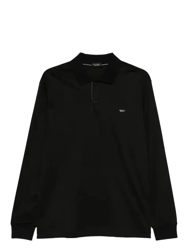 Paul & Shark Long-sleeve Embroidered Polo Shirt - Black