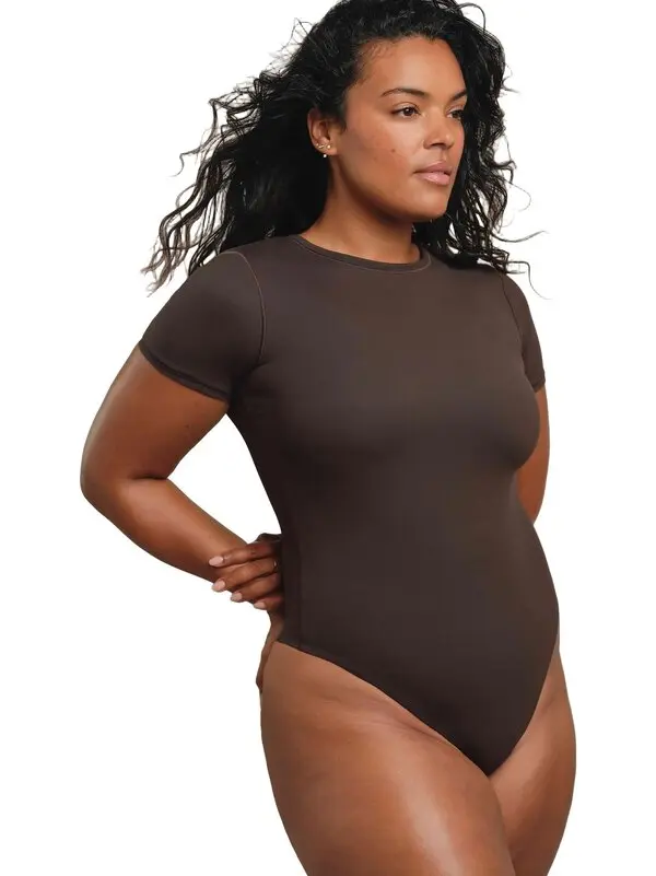 Athleta Bodymove Short Sleeve Crew Bodysuit - Truffle