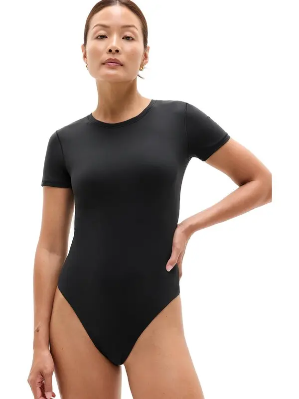 Athleta Bodymove Short Sleeve Crew Bodysuit - Black