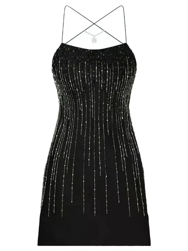 Amiri Embellished Halter-neck Mini Dress - Black