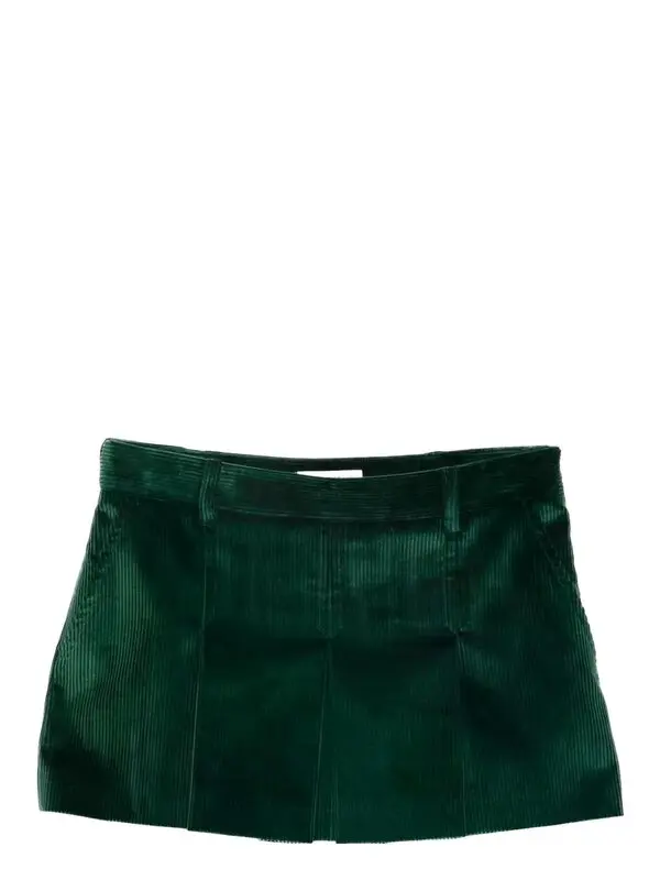 Miu Miu Pleated Corduroy Mini Skirt - Green