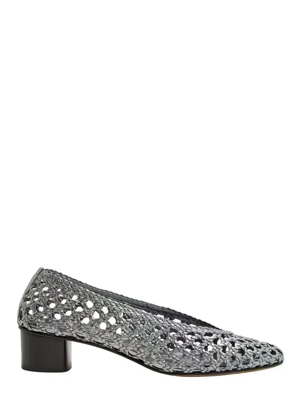 Le Monde Beryl 40mm Woven Leather Pumps - Silver