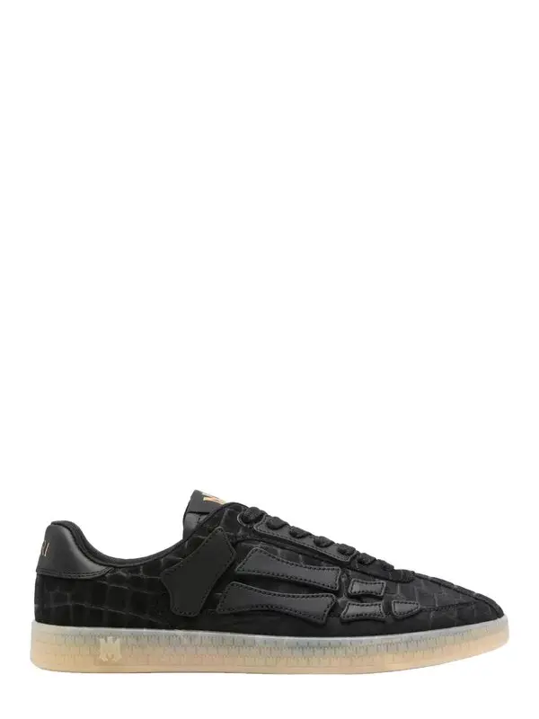 Amiri Crocodile Embossed Leather Sneakers - Black