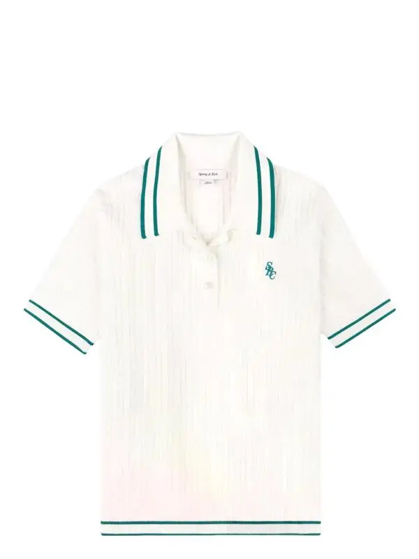 SPORTY & RICH Cable-knit Polo Shirt - White