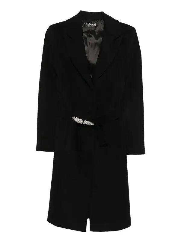 Chiara Boni La Petite Robe Embellished Belted Coat - Black
