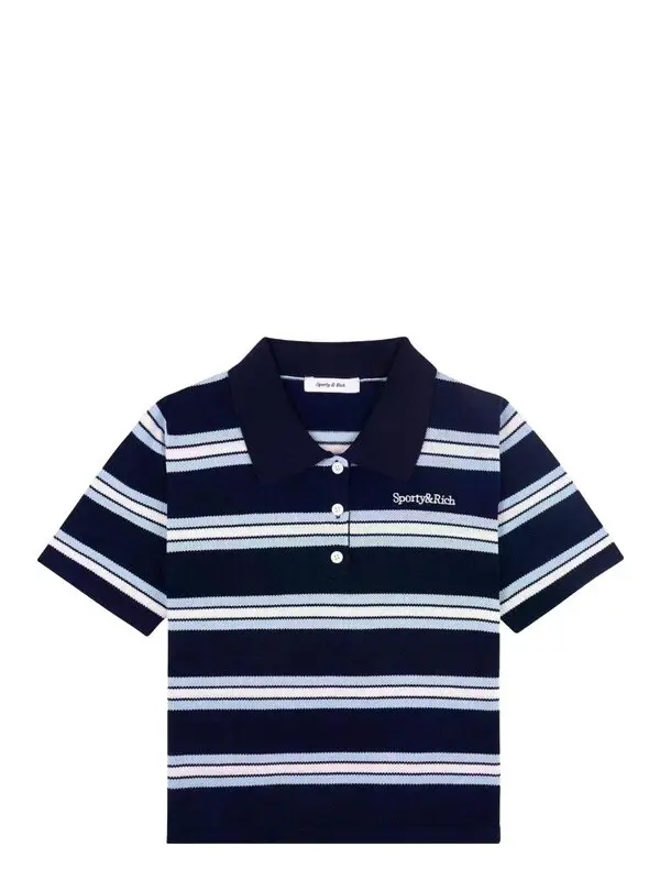 SPORTY & RICH Striped Polo Shirt - Blue