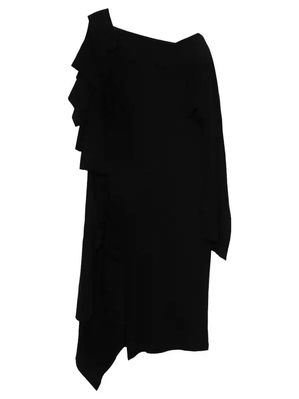Yohji Yamamoto Draped Ruffled Dress - Black