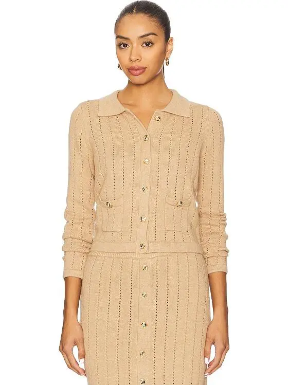 HEVRON Nanette Cardigan - Wheat