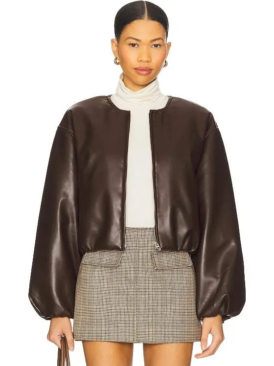 Blanknyc Cropped Leather Bomber - Grand Slam