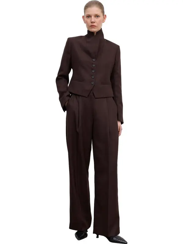HOUSE OF DAGMAR Slim Tailored Blazer - Chocolate Brown