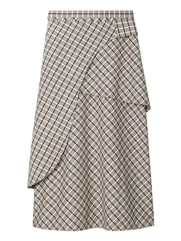 Tory Burch Wool Blend Wrap Skirt - Plum/ivory Windowpane