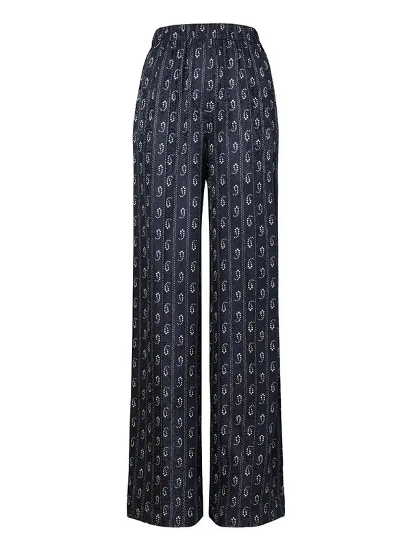 Tory Burch Relaxed-fit Jacquard Pants - Medium Navy Paisley