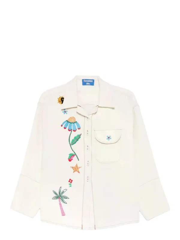 SUSANNA BLU Narciso Embroidered Shirt - White