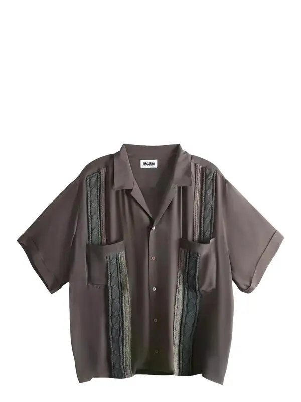 MAGLIANO Cable-knit Panel Shirt - Brown