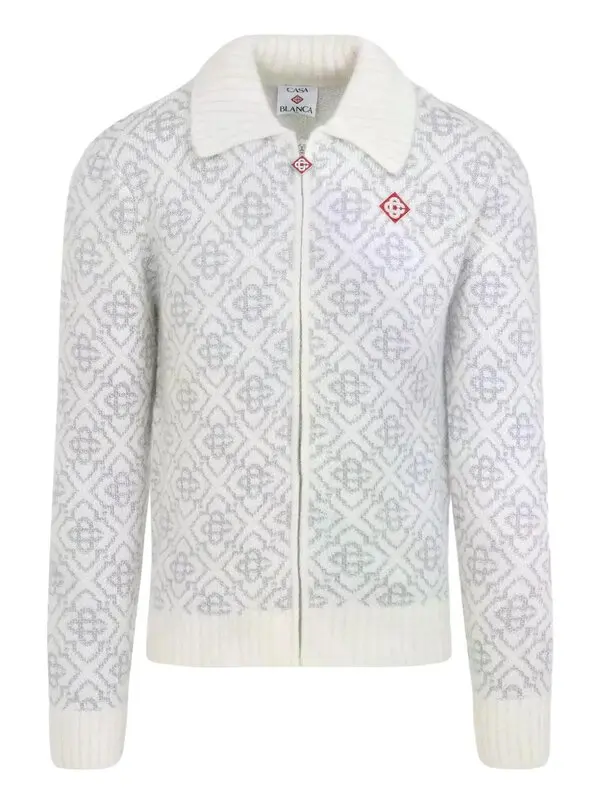 Casablanca Logo-pattern Zip-up Cardigan - White