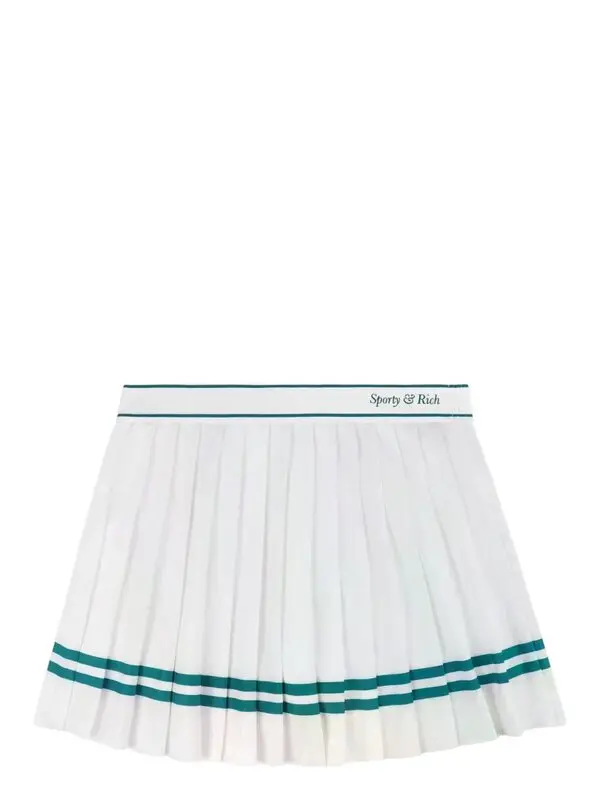SPORTY & RICH Pleated Stripe Mini Skirt - White