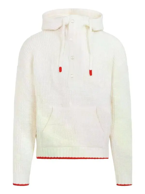Casablanca Waffle-knit Hooded Sweater - White
